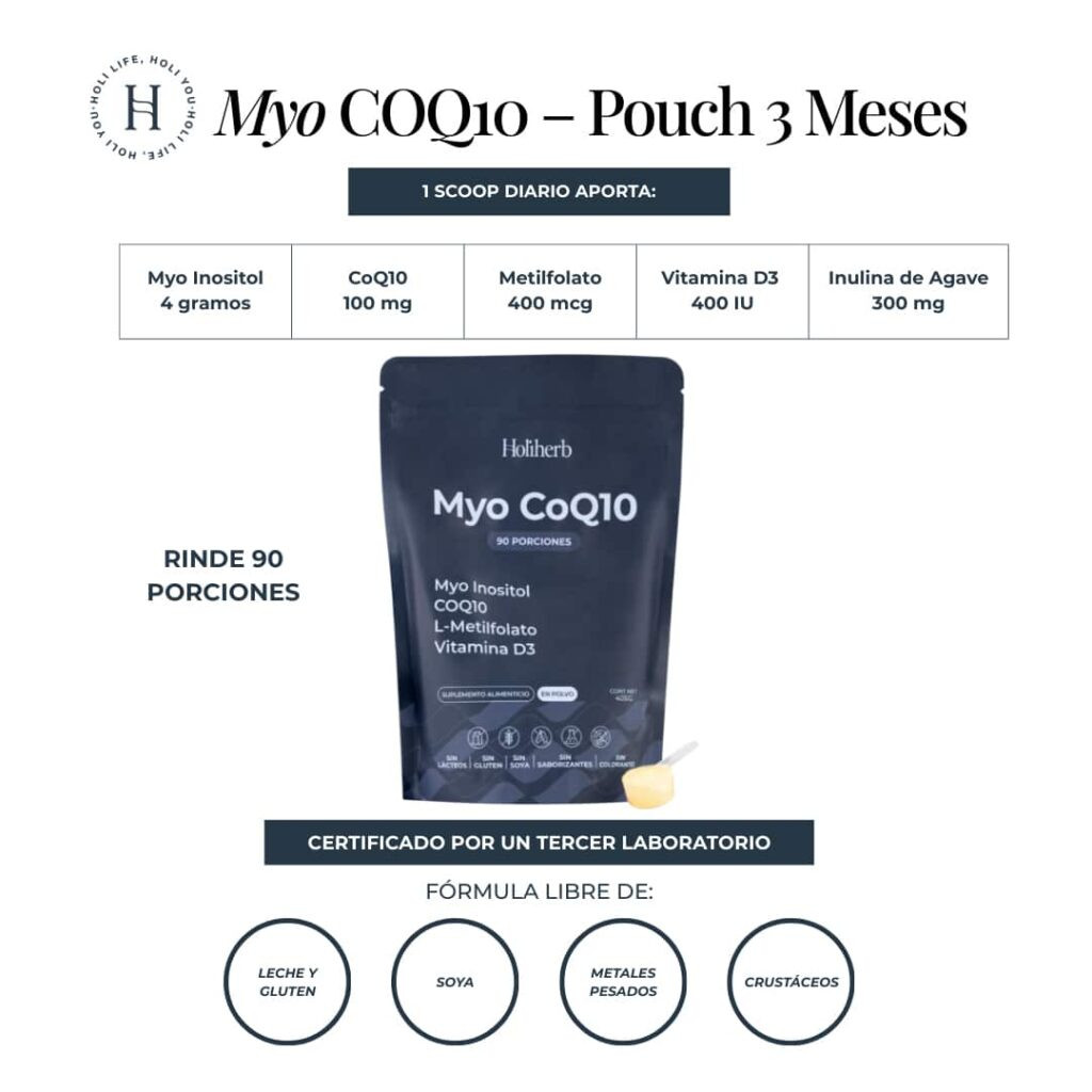 Pouch 3 meses -Myo Inositol + Metilfolato + COQ10 | HoliHerb